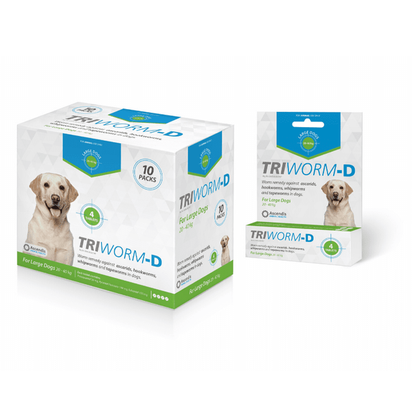 Triworm-D Dewormer for Large Dogs – 4 Tablets (Pack of 10) – Pet Pharma
